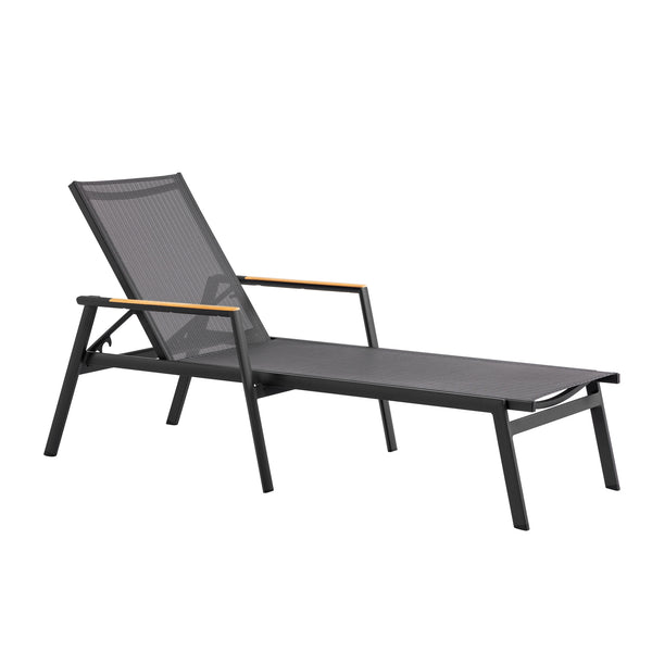 Sonnenliege Ava – Hochwertige Gartenliege mit Teak-Armlehnen ...